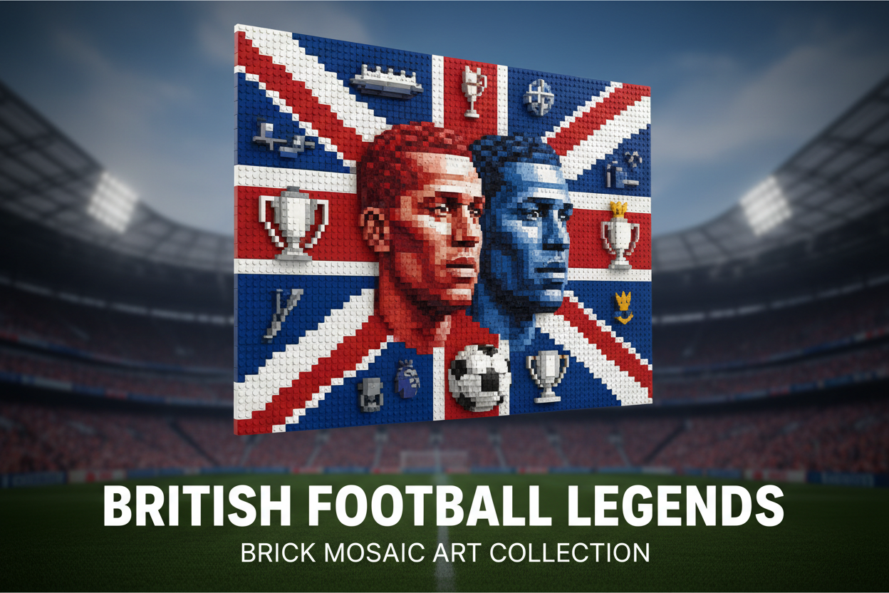 British Football Legends Brick Mosaic Art - UK Football Icons | Art For ...